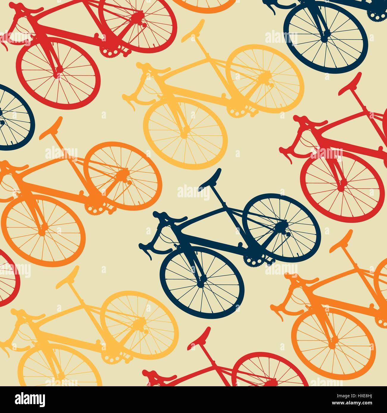 Hipster bicycle vector background texture with retro colors Stock ...