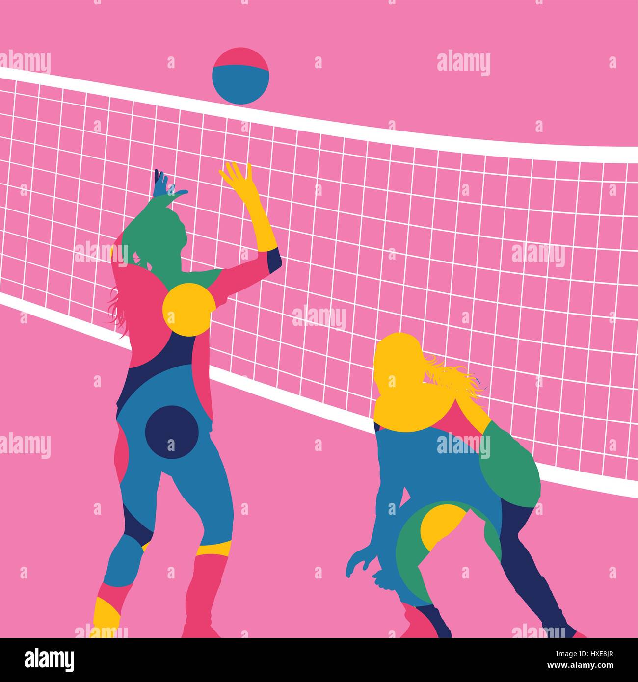 Active young women volleyball player sport silhouettes in abstract ...