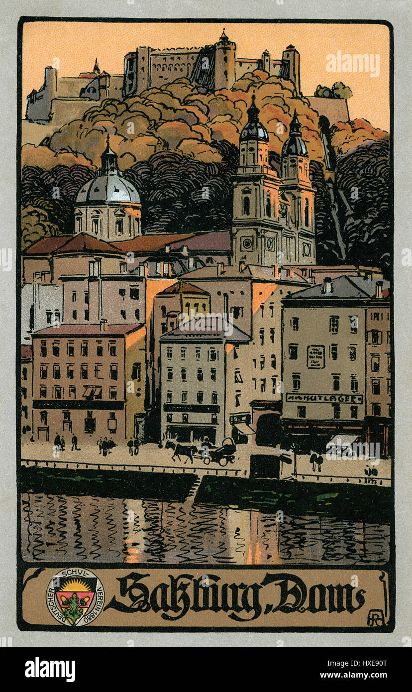 Vintage postcard of Salzburg, Austria. Published by Josef Eberle of ...