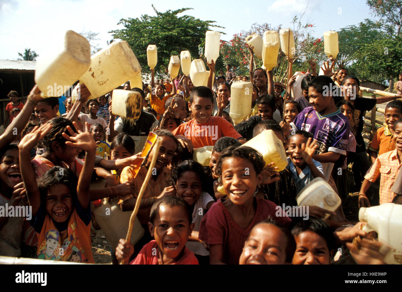 Schoolchildren in a village near the south coast, East Timor Stock ...