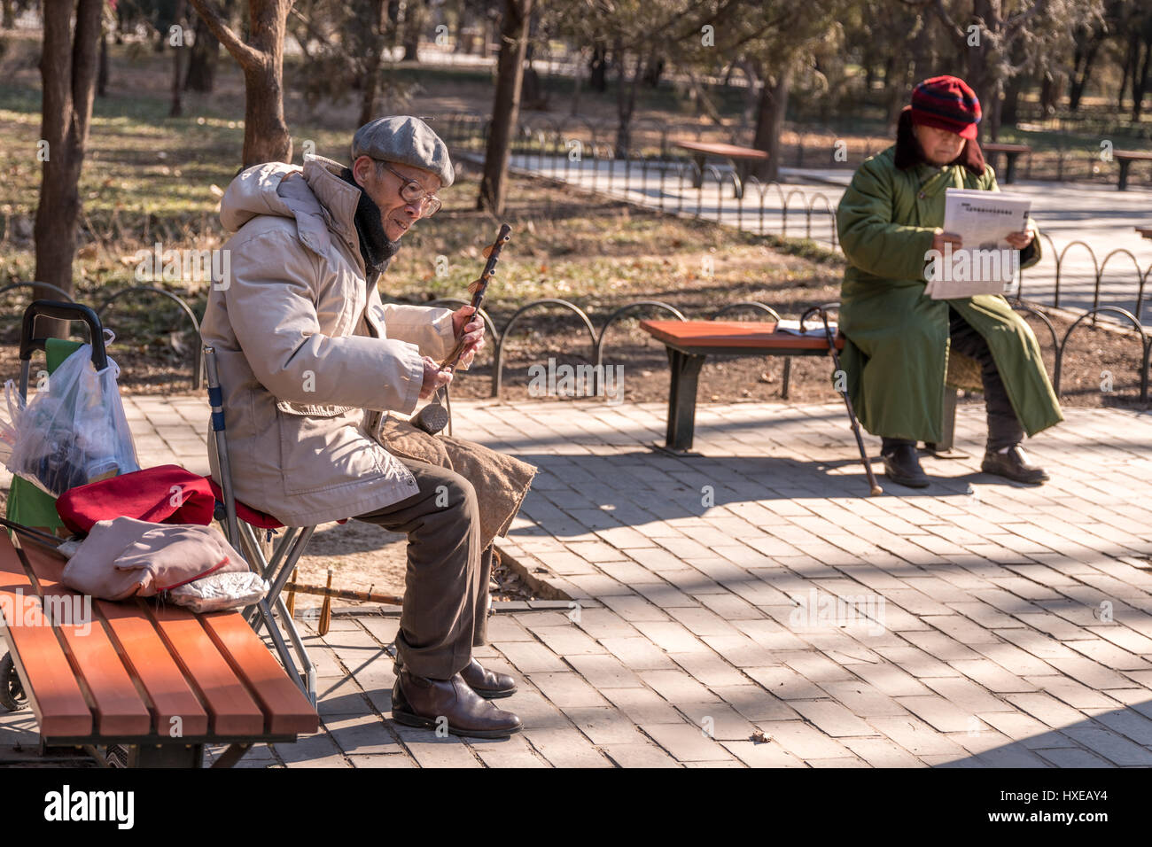 Man playing erhu traditional chinese hi-res stock photography and ...