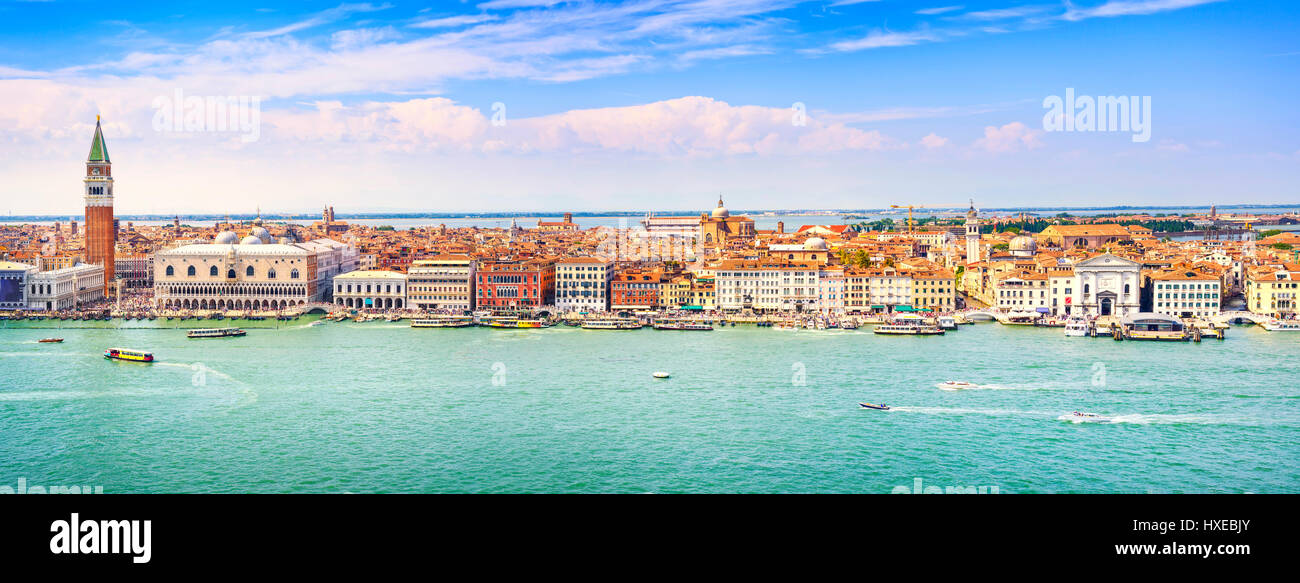 Venice panoramic landmark, aerial view of Piazza San Marco or st Mark ...