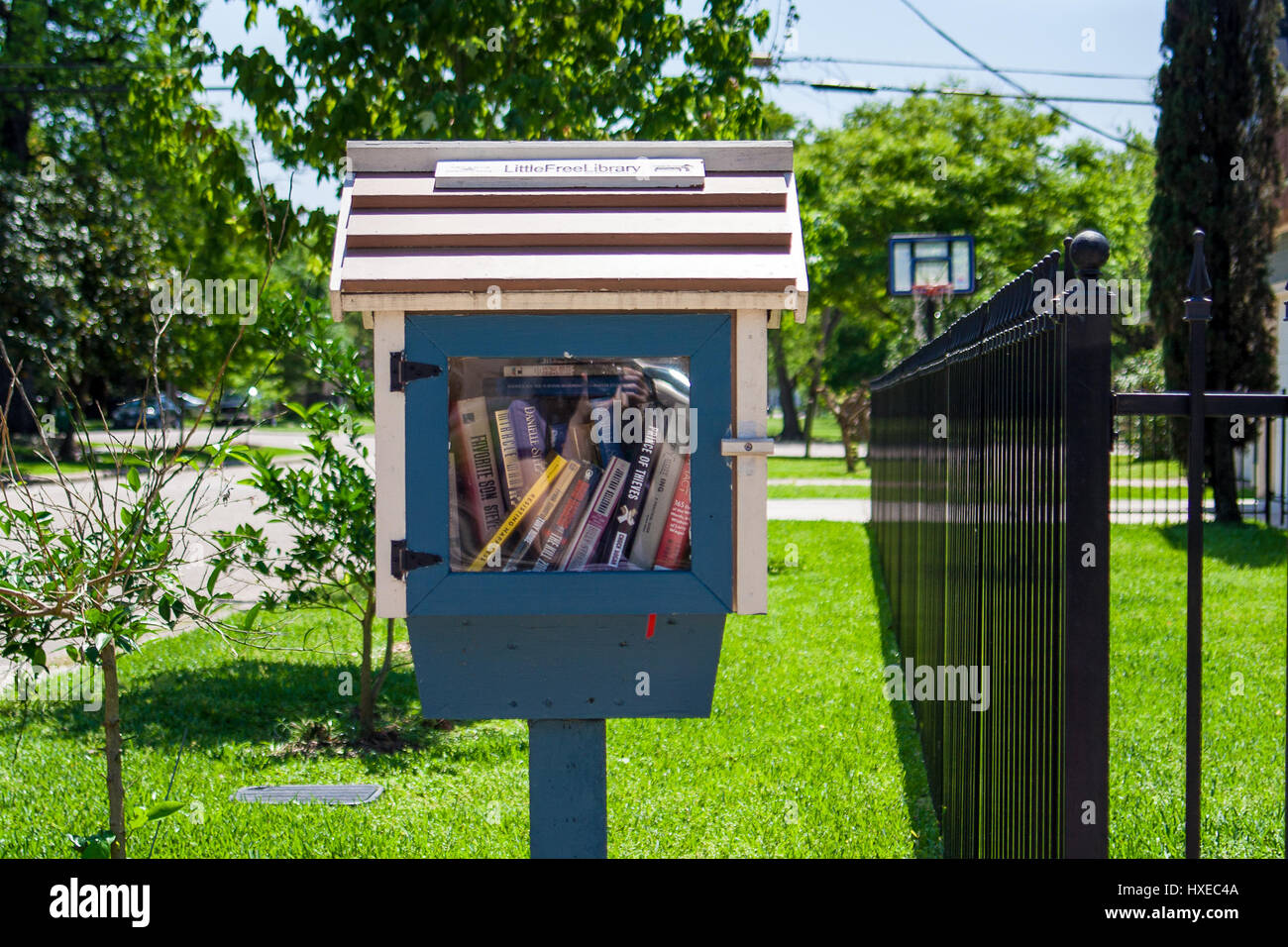 March, 2017, Houston, Texas: A Little Free Library promoting "take a ...