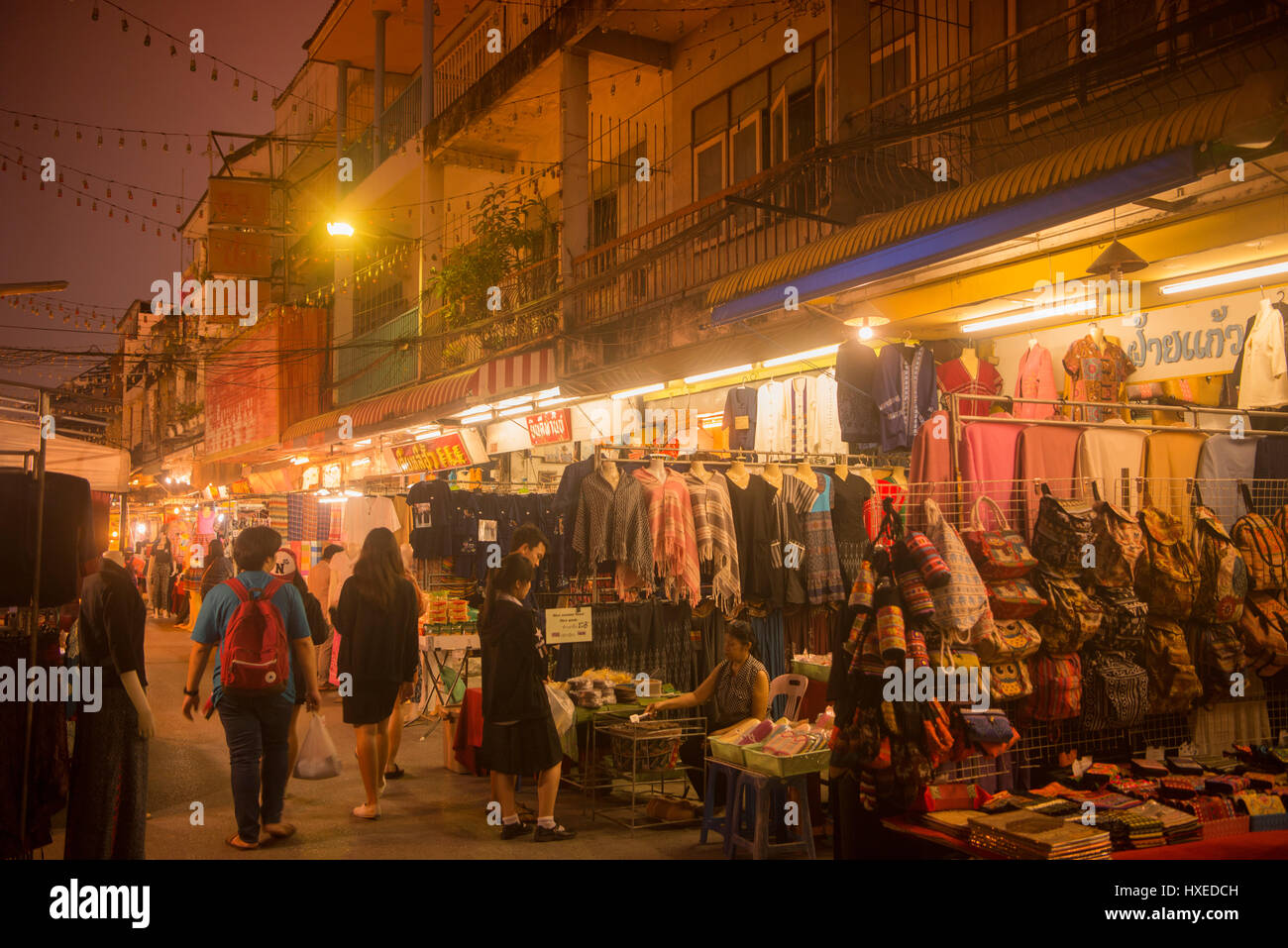 the night bazaar or night market in the city Chiang Rai in North ...