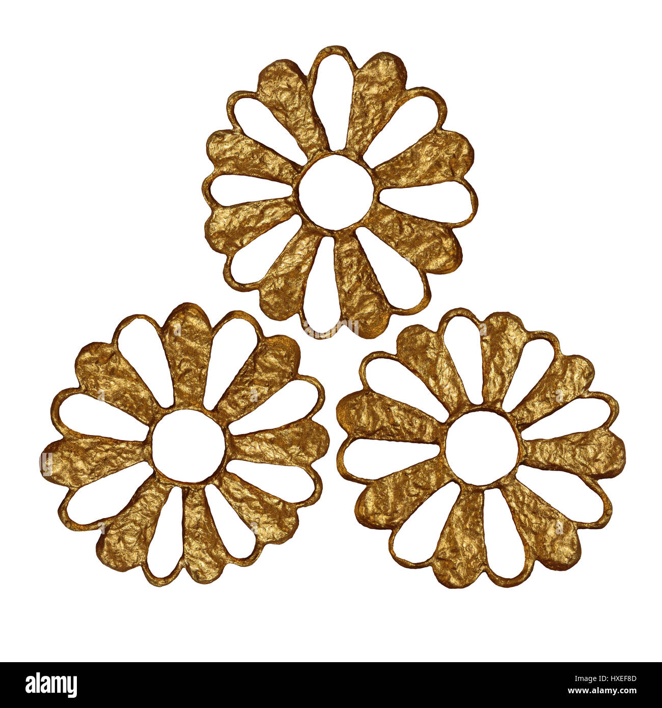 Gold abstract flowers illustration. Hand painted floral background ...