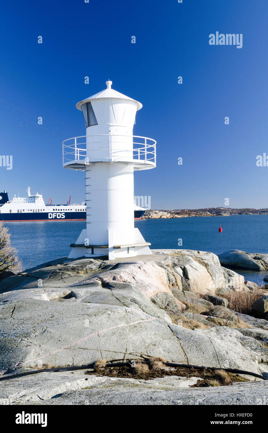 one lighthouse on sweden west-coast standing on a cliff Stock Photo - Alamy