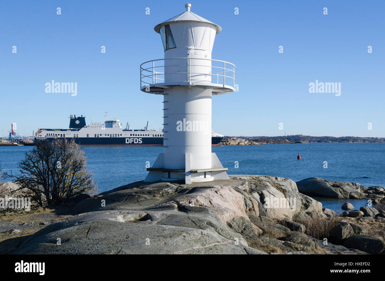 one lighthouse on sweden west-coast standing on a cliff Stock Photo - Alamy