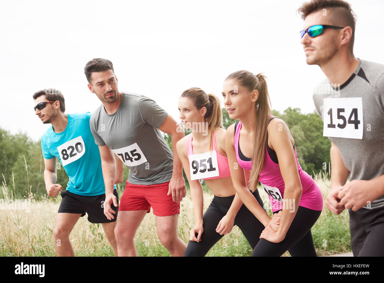 Getting ready to start the marathon Stock Photo - Alamy