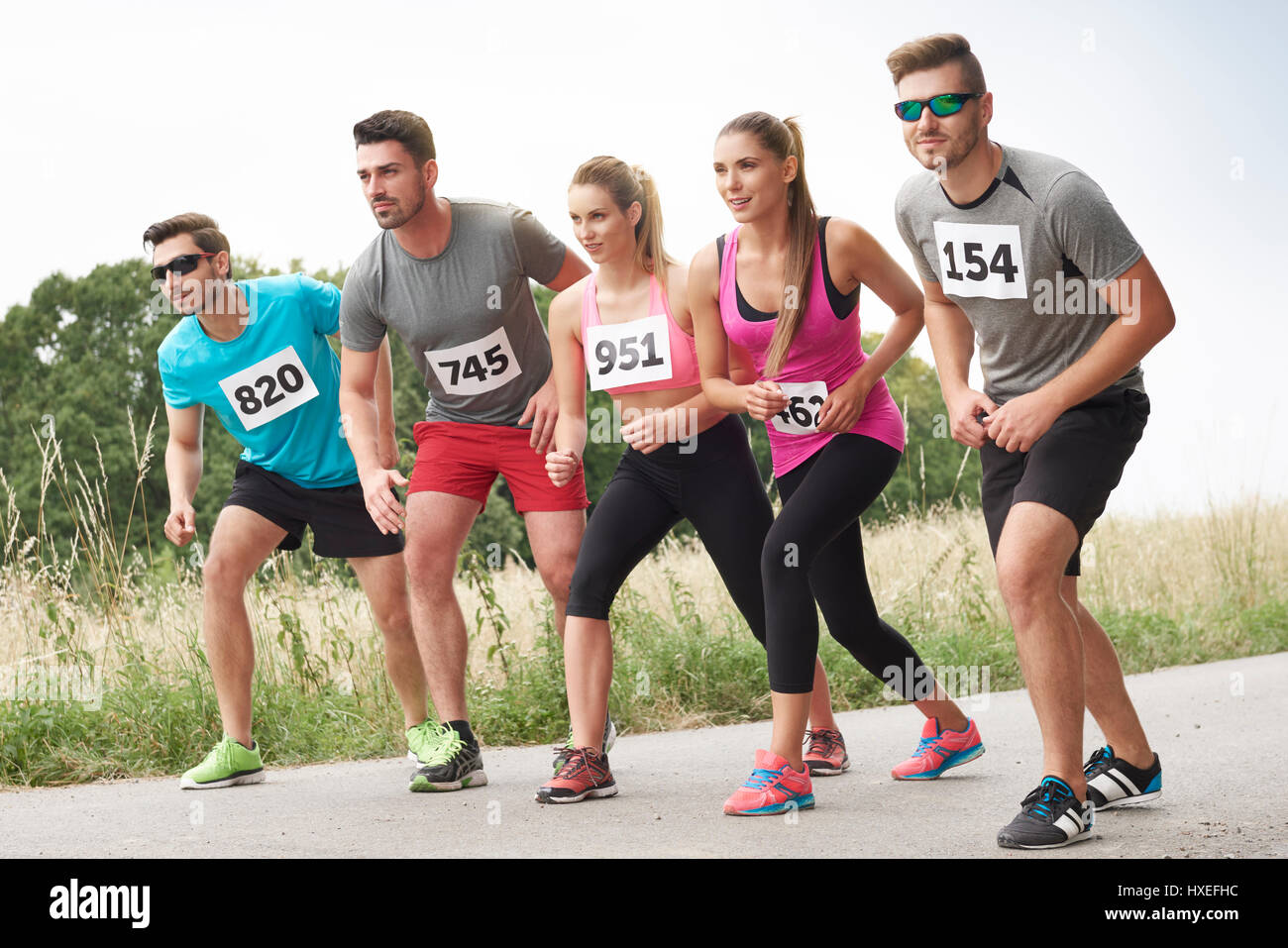 Concentration before starting the marathon Stock Photo - Alamy