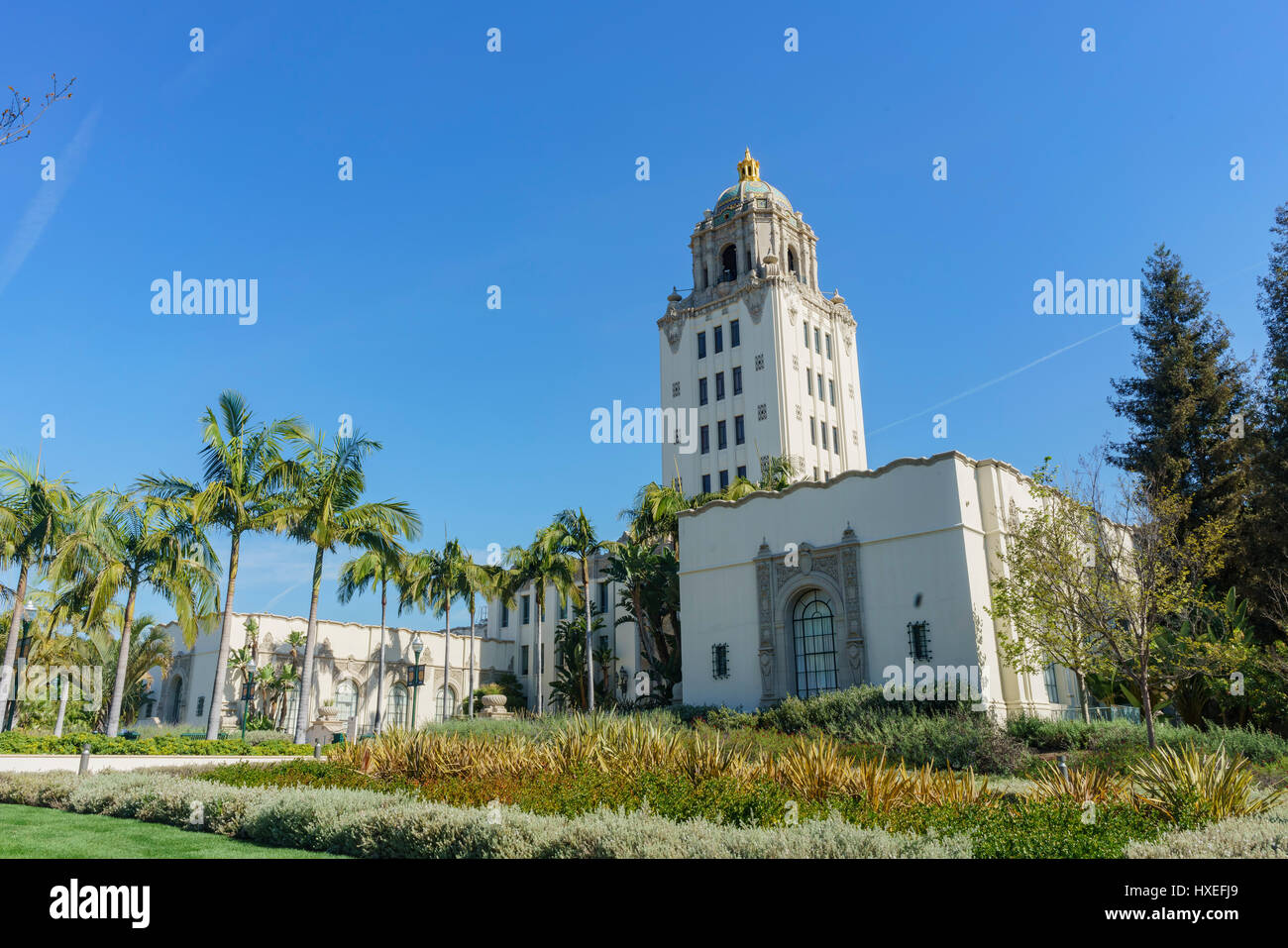 Beautiful main building of Beverly Hills city hall, Los Angeles ...