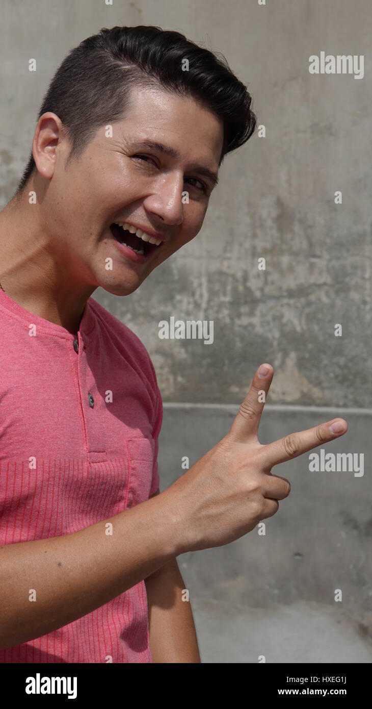 Man And Peace Symbol Stock Photo - Alamy