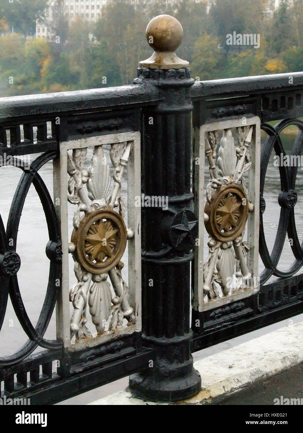 Symbols of Soviet Communism are the design motif in cast iron on these ...