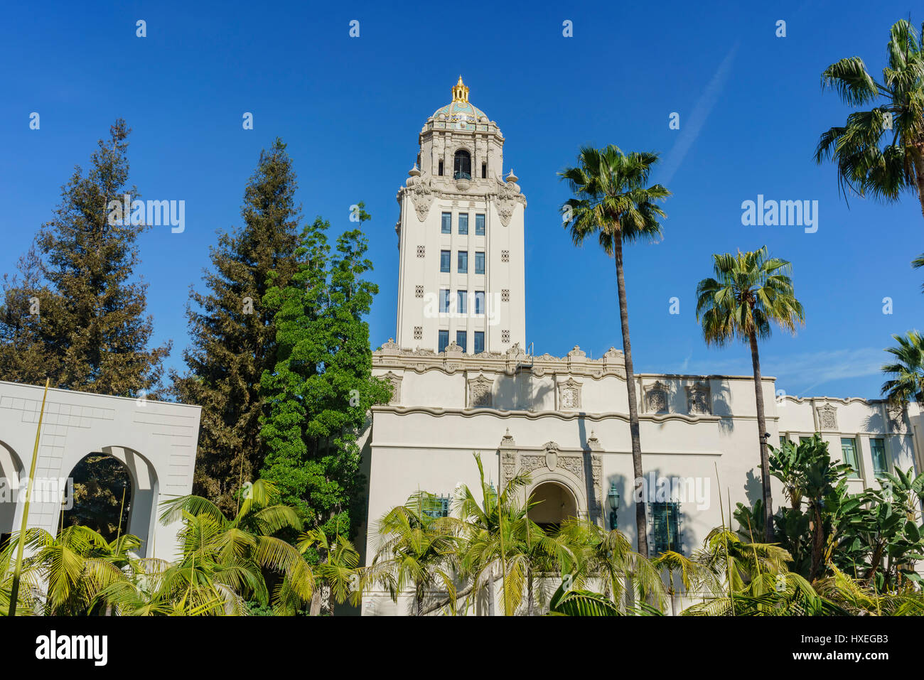 Beautiful main building of Beverly Hills city hall, Los Angeles ...