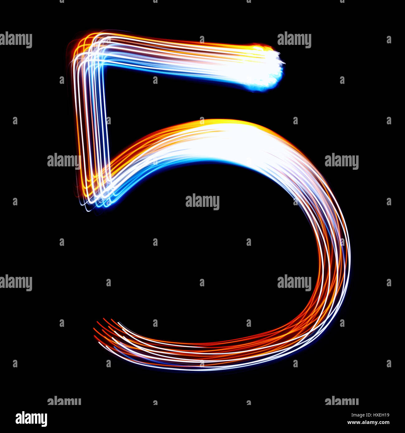 5 - Created by light colorful digits over black background Stock Photo ...