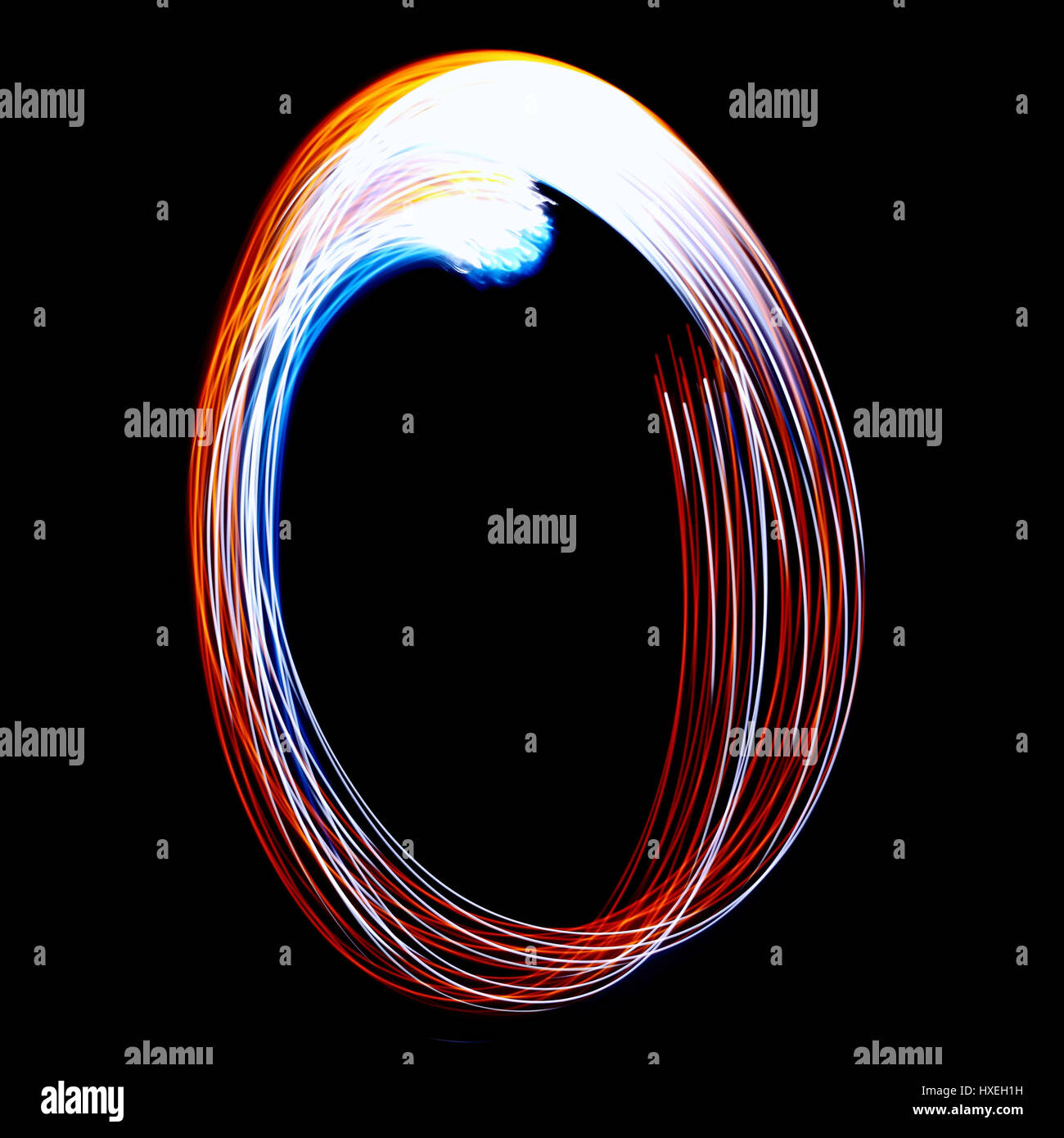 0 - Created by light colorful digits over black background Stock Photo ...