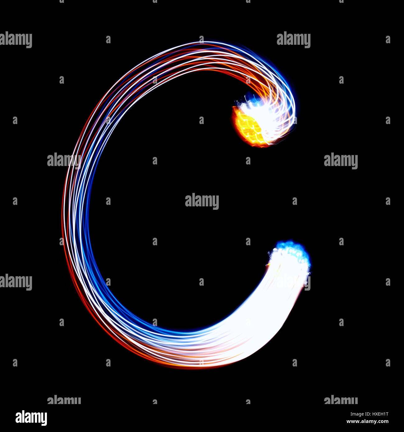 C pictured by light letters hi-res stock photography and images - Alamy