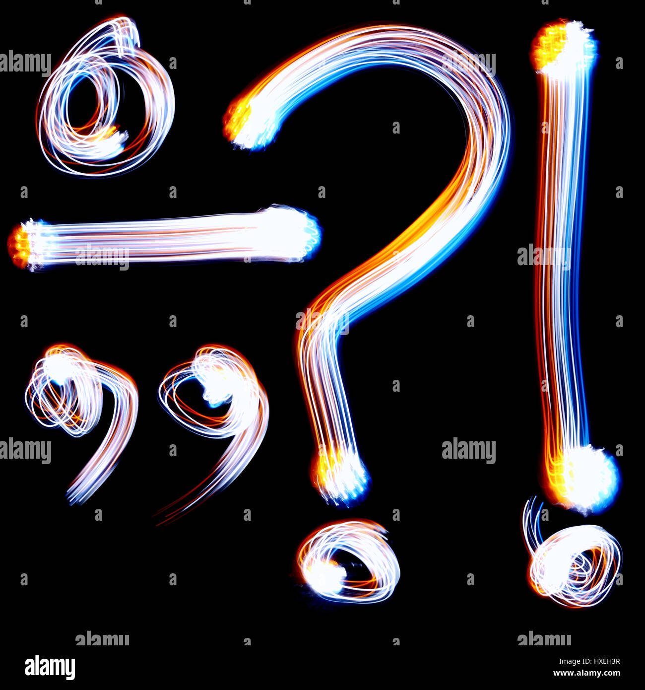 Marks - Created by light colorful letters over black background Stock ...