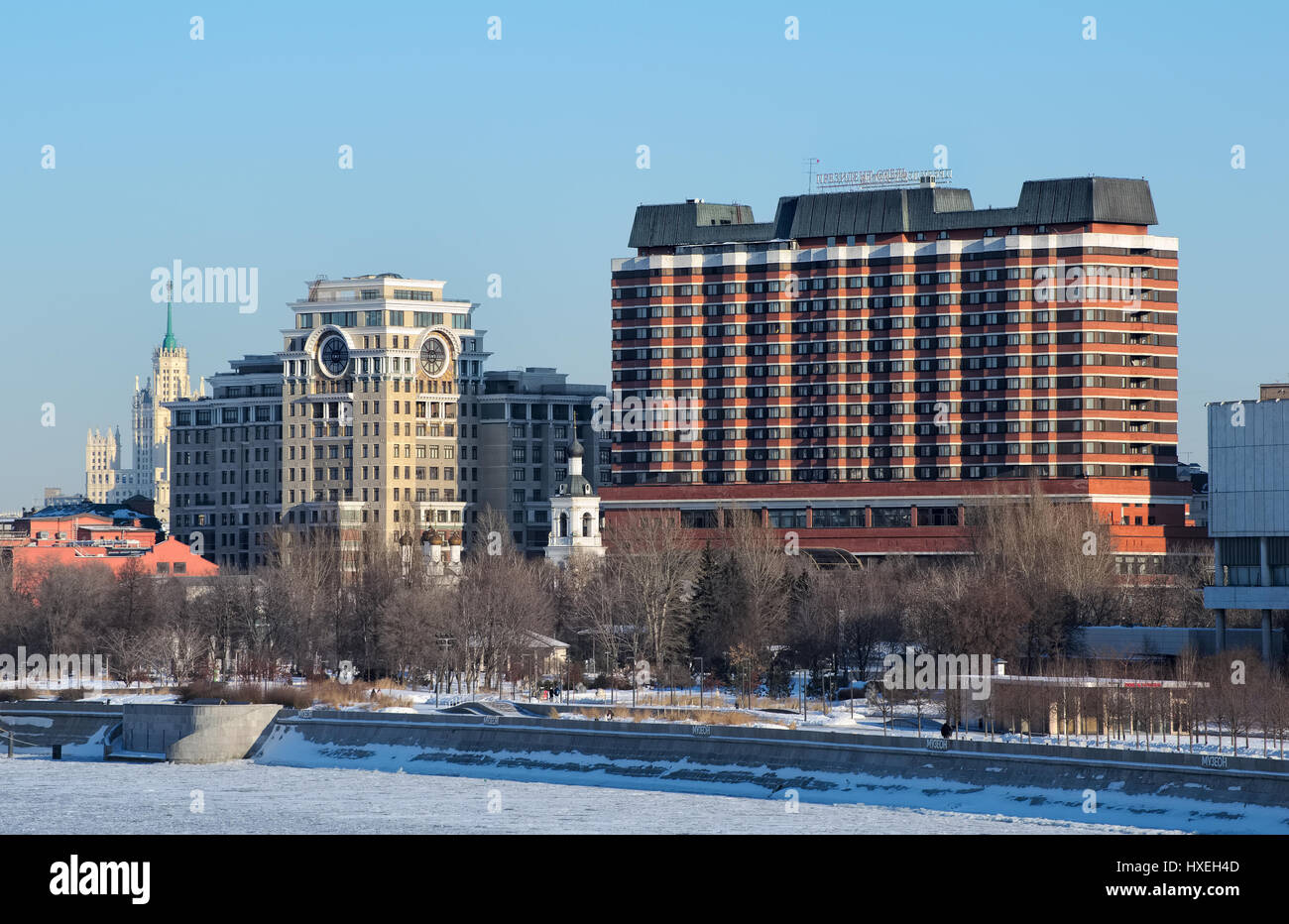 Moscow, view of "President hotel" in the downtown, Crimean embankment ...