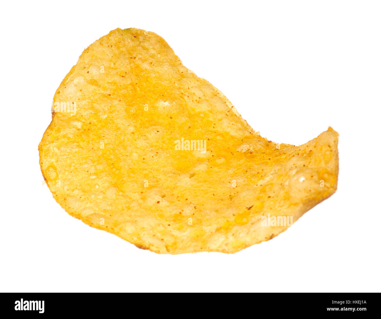 a single potato chip in white back Stock Photo - Alamy