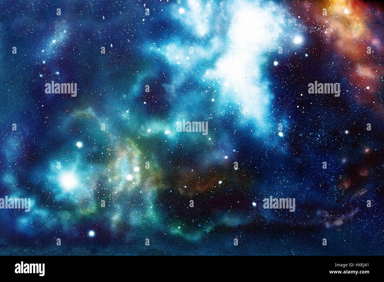 Cosmic space and stars, color cosmic abstract background. Original hand ...