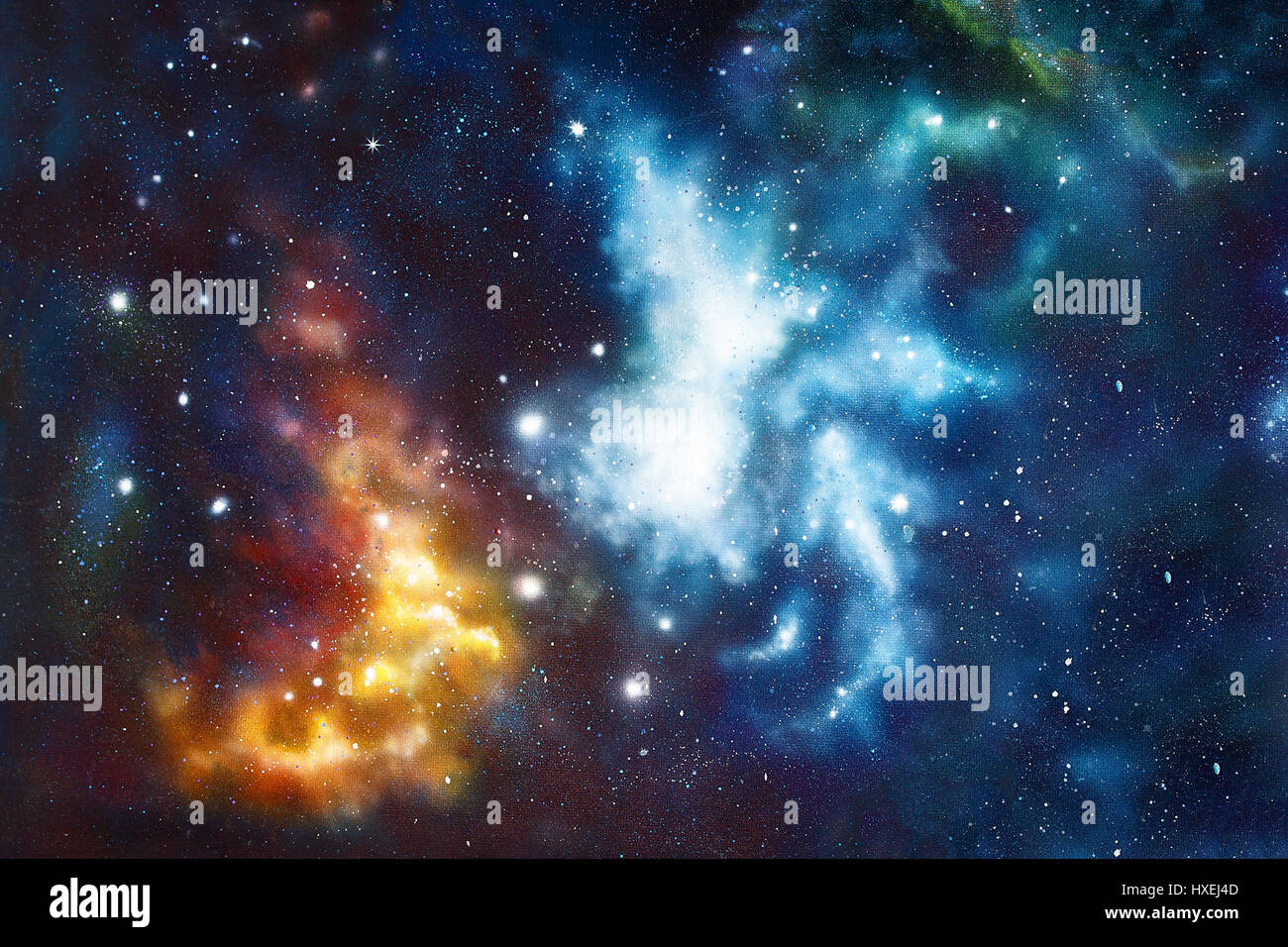 Cosmic space and stars, color cosmic abstract background. Original hand ...