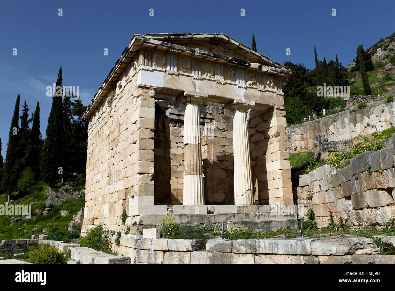 Athenian Treasury at Delphi, Greece Stock Photo - Alamy