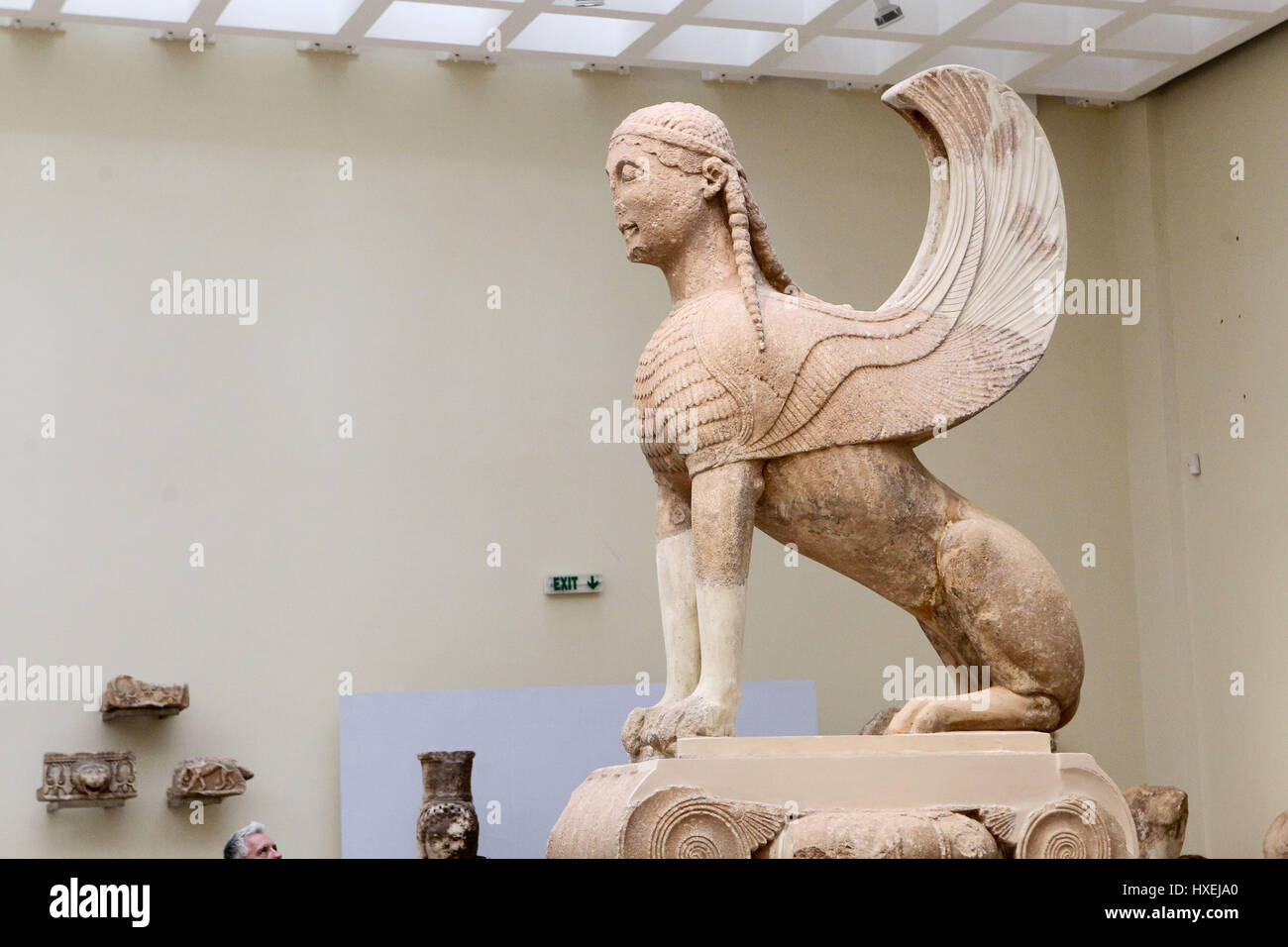 The Naxos Sphinx, Delphi Museum, Greece Stock Photo - Alamy