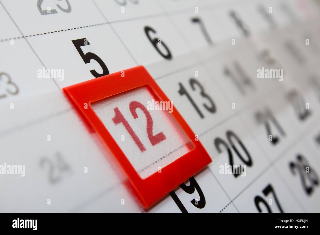 Calendar showing the month and individual days with the corner flipped ...
