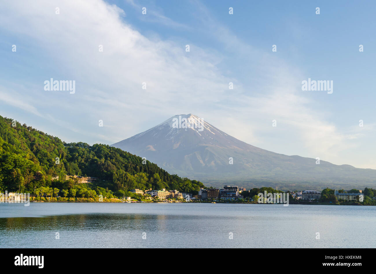 Mount fuji and blue sky at kawaguchiko lake yamanashi japan Stock Photo ...