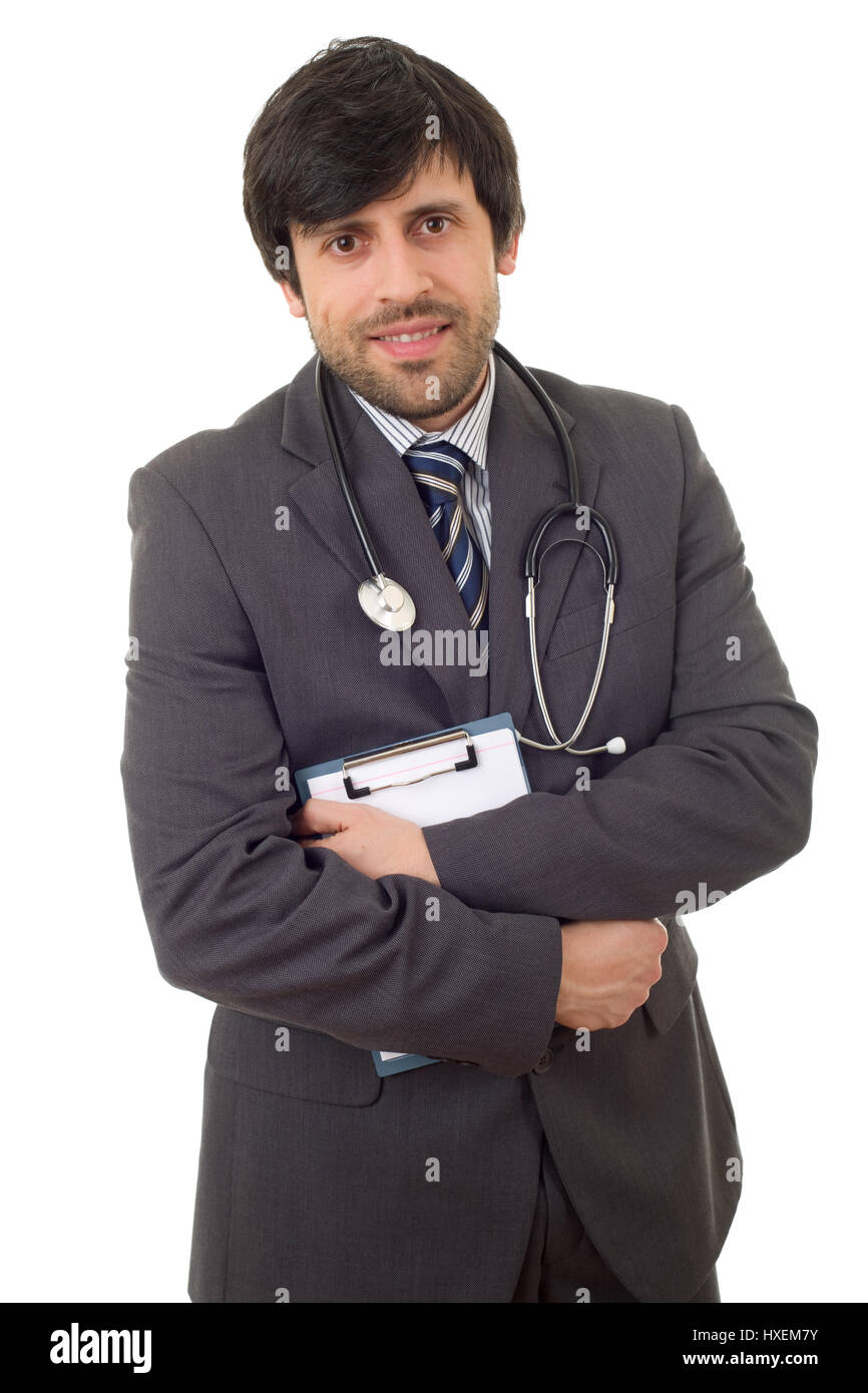 happy male doctor, isolated on white background Stock Photo - Alamy