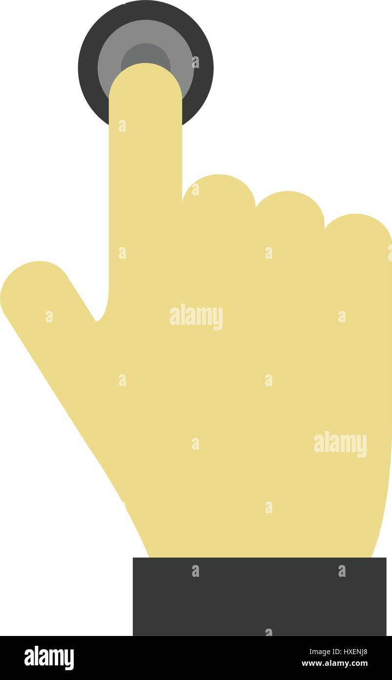 Hand presses button illustrated on a white background in vector Stock ...