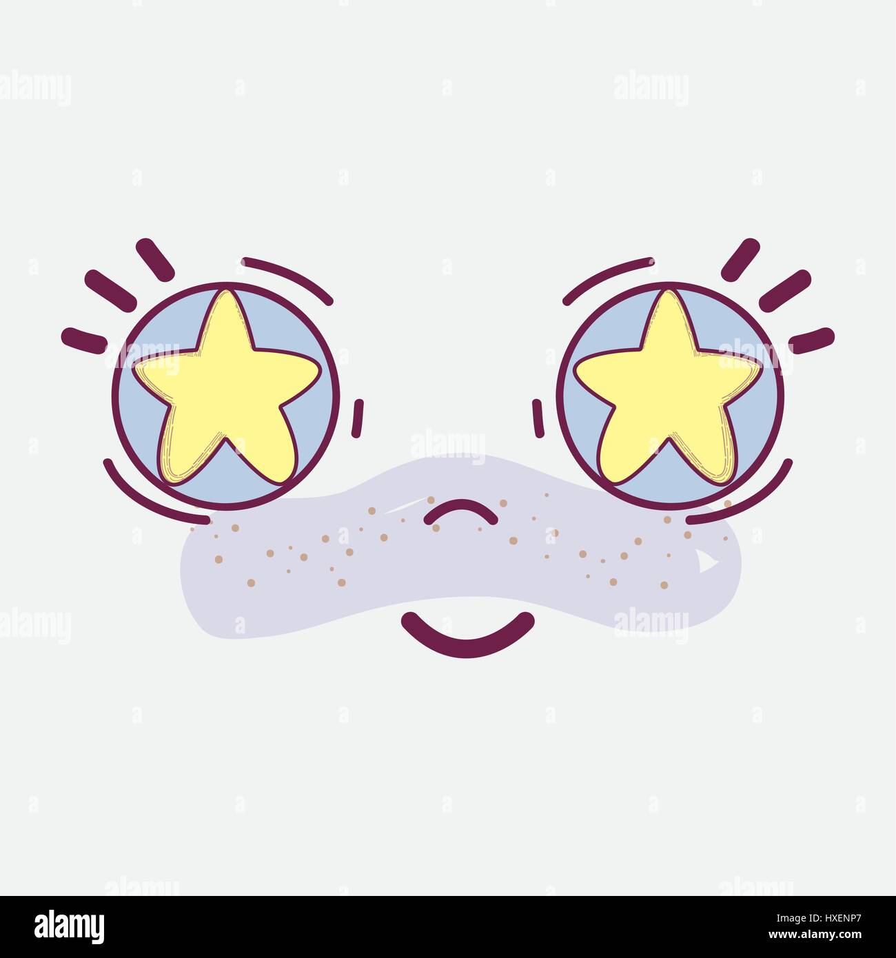 kawaii happy face with eyes stars Stock Vector Image & Art - Alamy