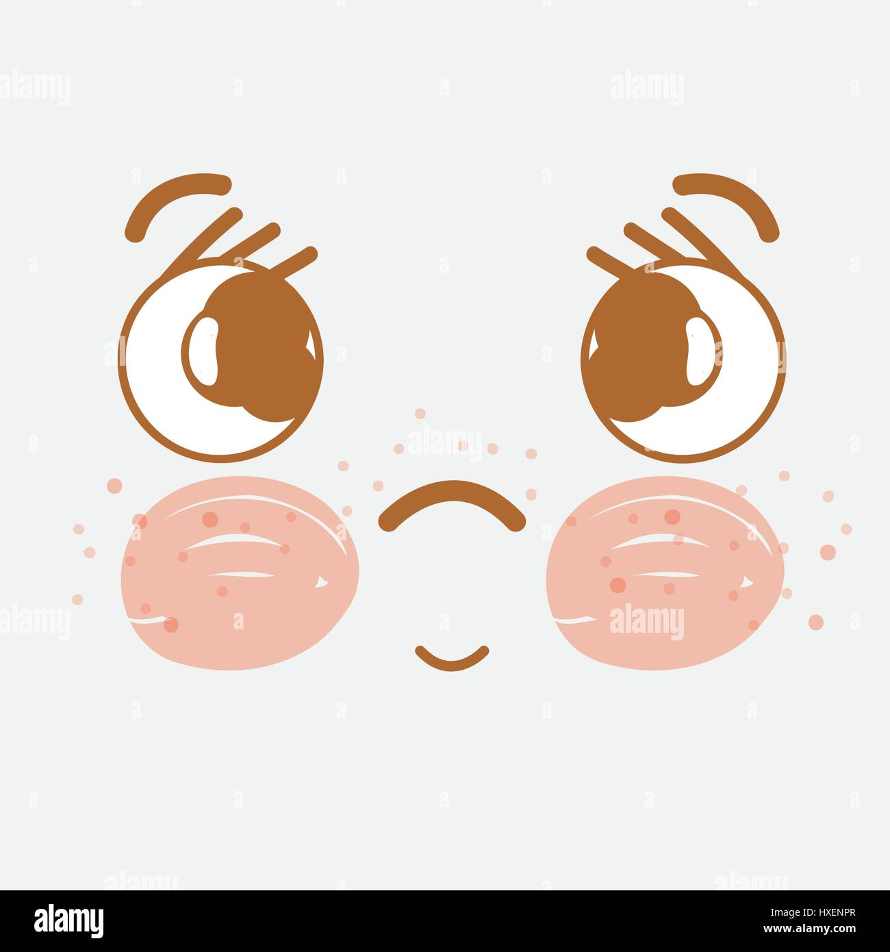 kawaii sad face with cheeks and mouth Stock Vector Image & Art - Alamy