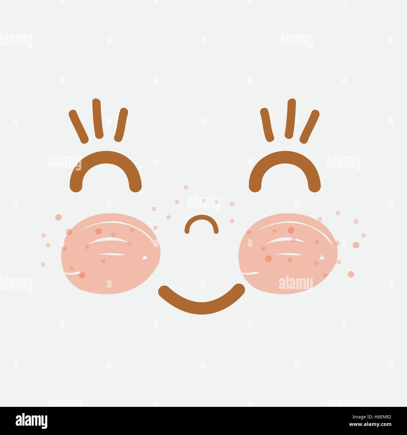 kawaii happy face with cheeks and eyes Stock Vector Image & Art - Alamy