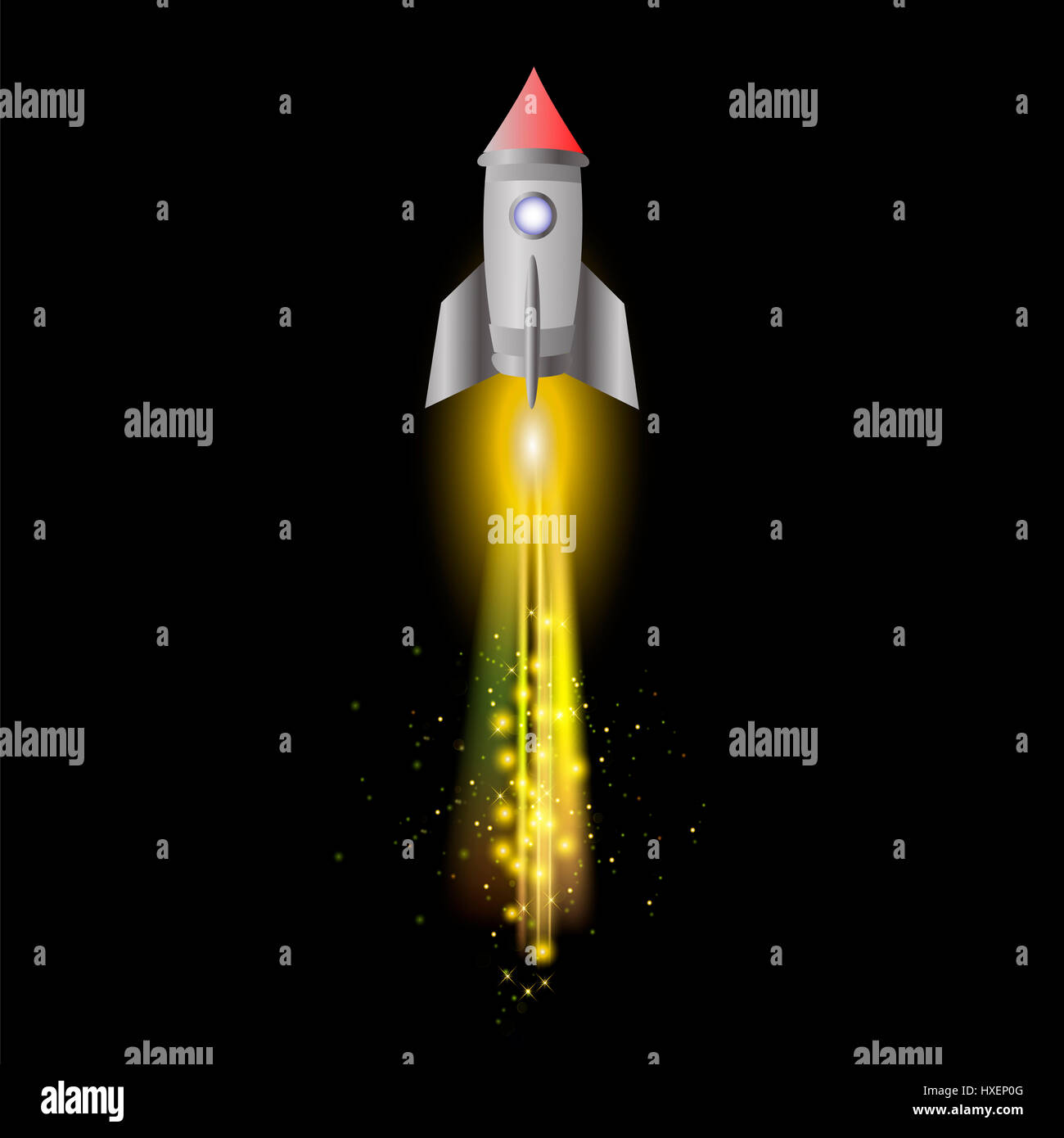 Space Rocket on Night Sky Background Stock Photo - Alamy