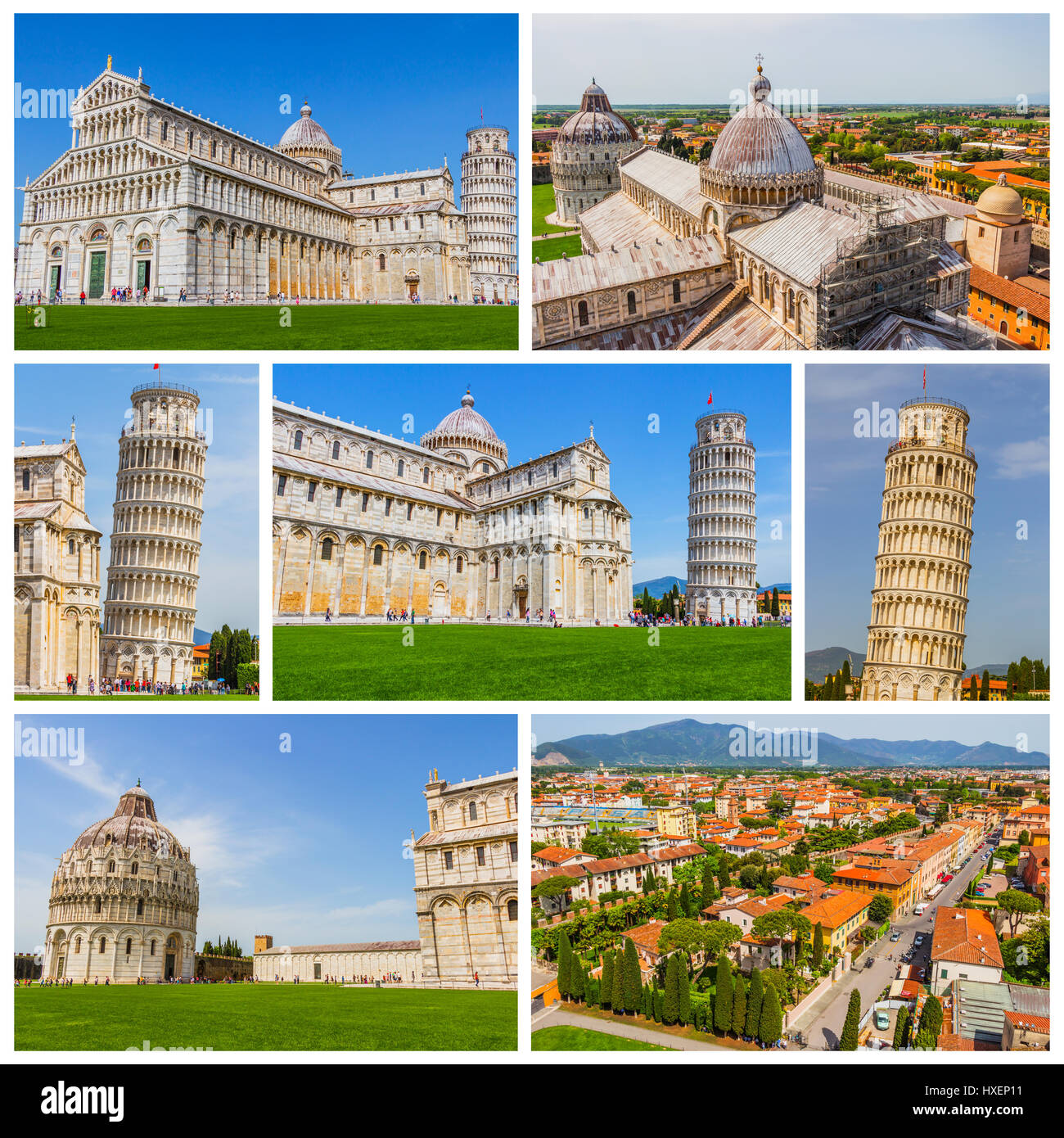 Collage of Pisa photos in Italy (Leaning Tower of Pisa, Piazza dei ...