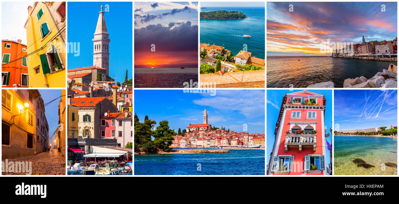 Collage of Rovinj photos in Croatia Stock Photo - Alamy