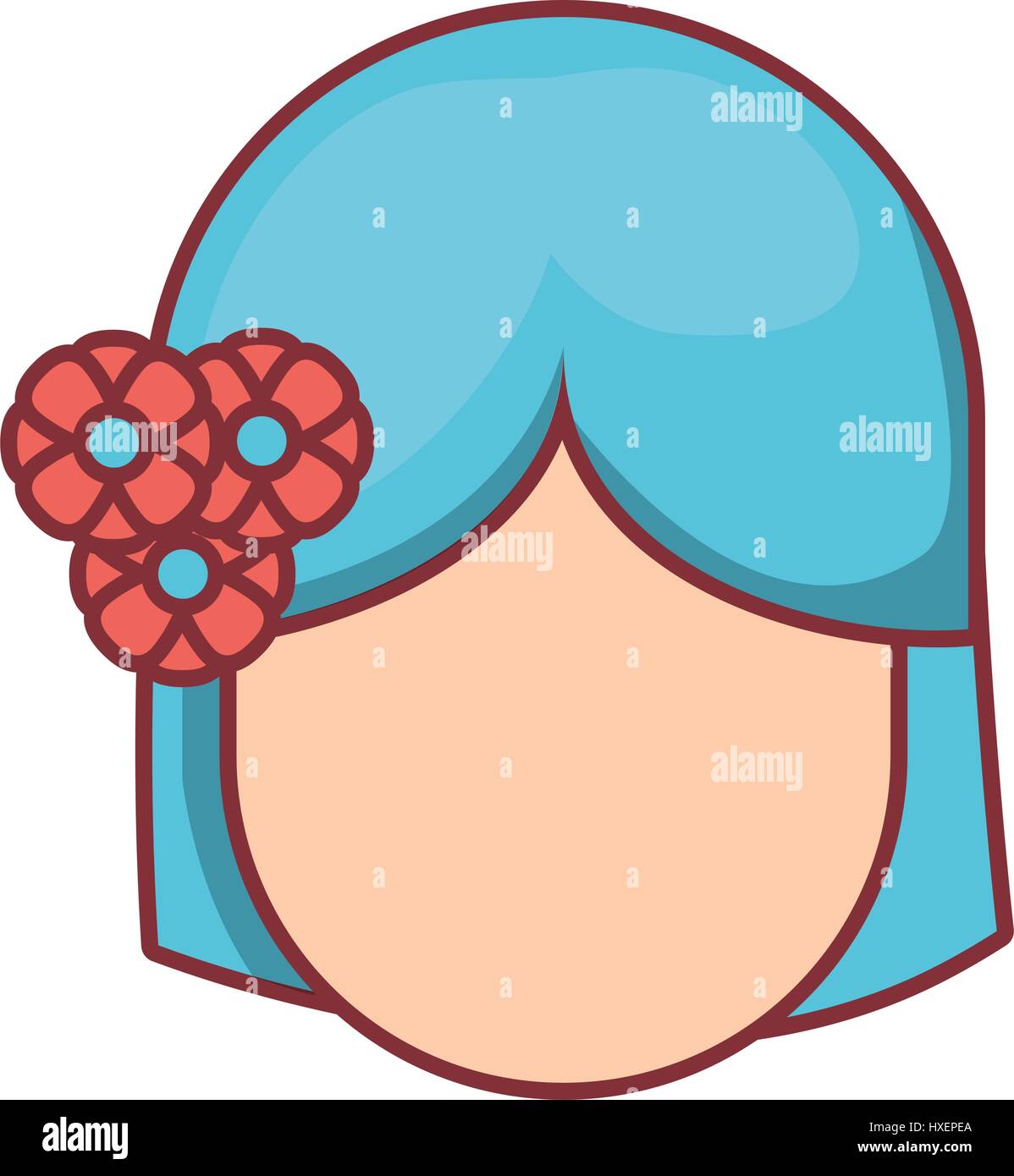 woman face with flower in the hair icon Stock Vector Image & Art - Alamy