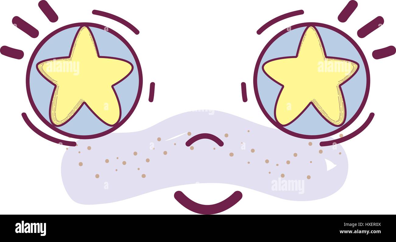 happy face kawaii with stars inside the eyes Stock Vector Image & Art ...