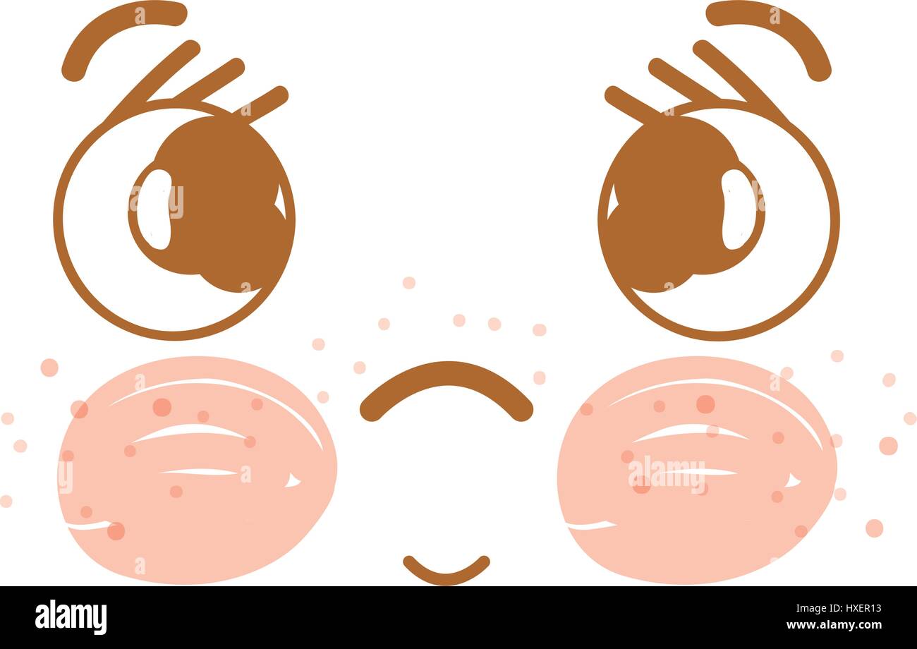 kawaii sad face with cheeks and mouth Stock Vector Image & Art - Alamy