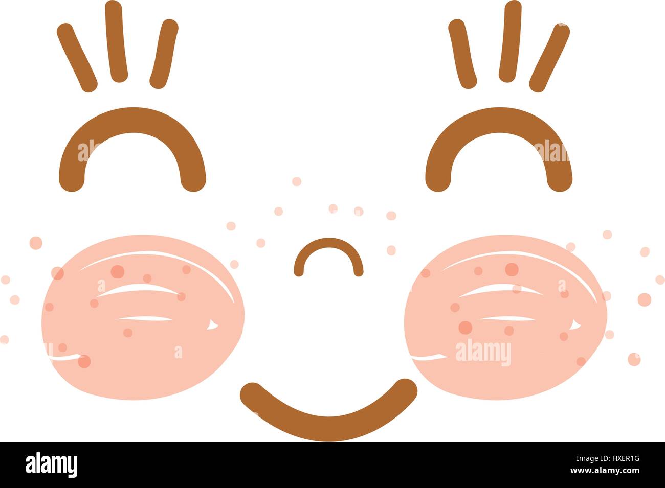 kawaii happy face with cheeks and eyes Stock Vector Image & Art - Alamy