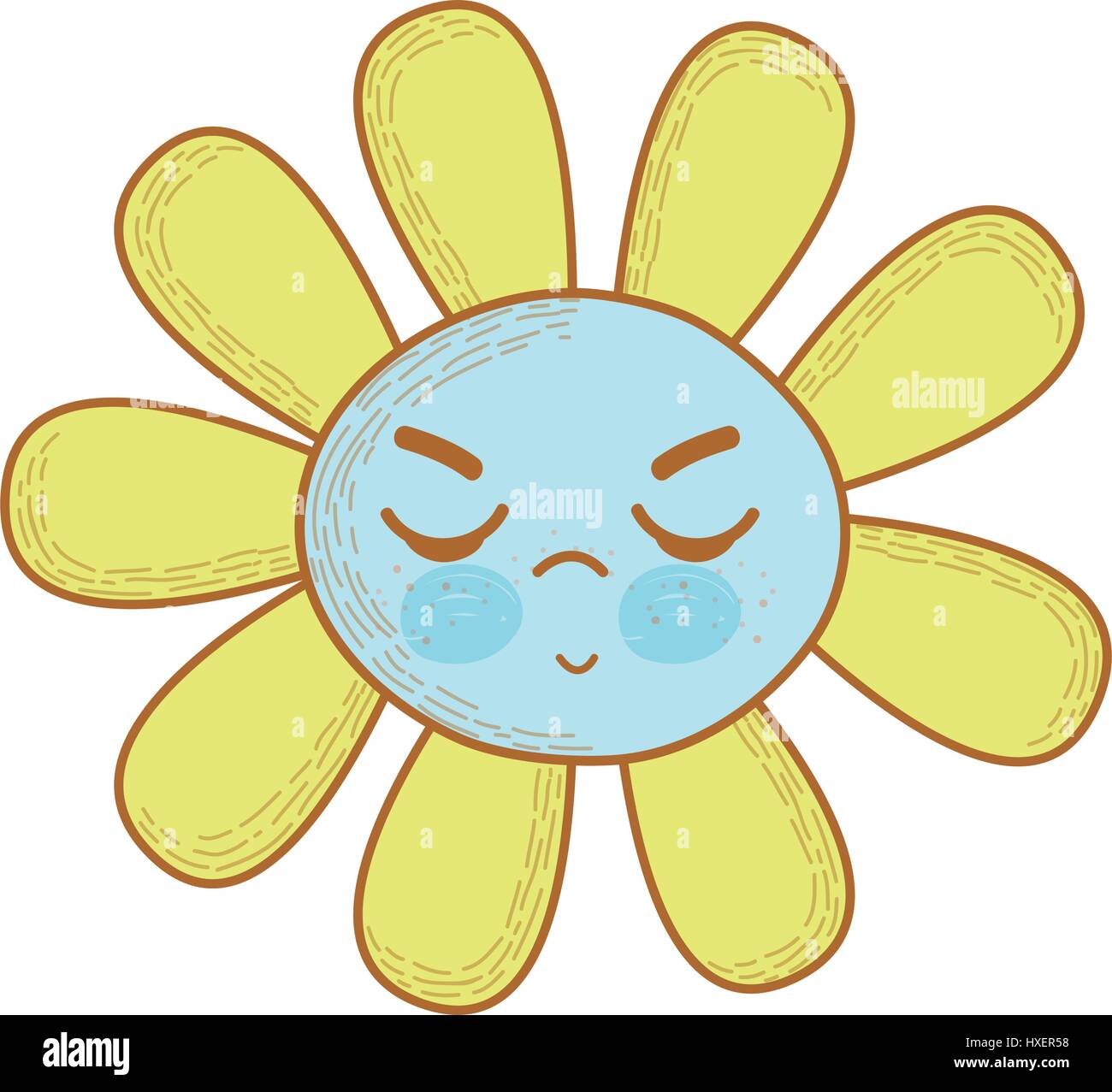 kawaii angry flower with close eyes Stock Vector Image & Art - Alamy