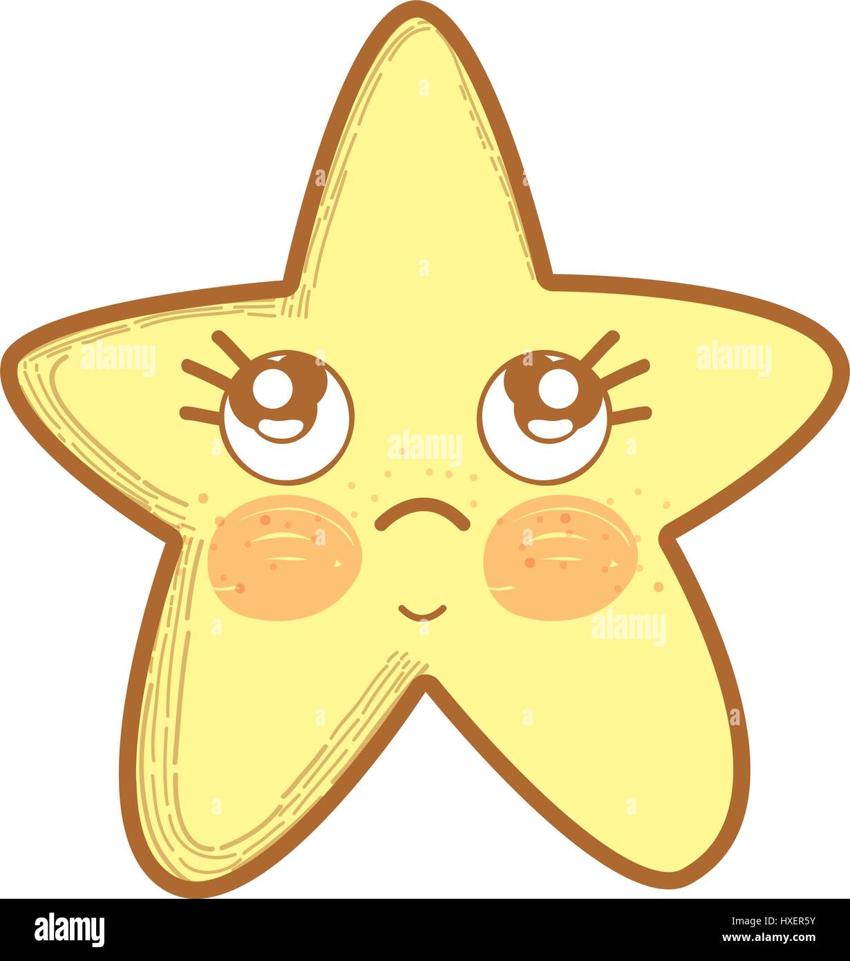 kawaii thinking star with cute eyes Stock Vector Image & Art - Alamy