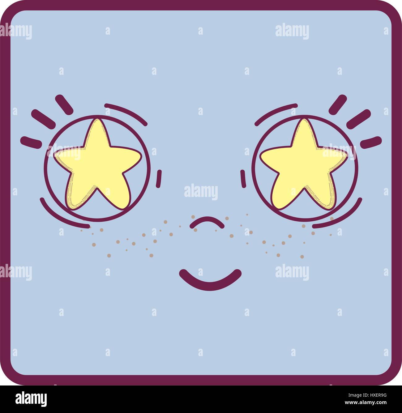 happy face kawaii with stars inside the eyes Stock Vector Image & Art ...