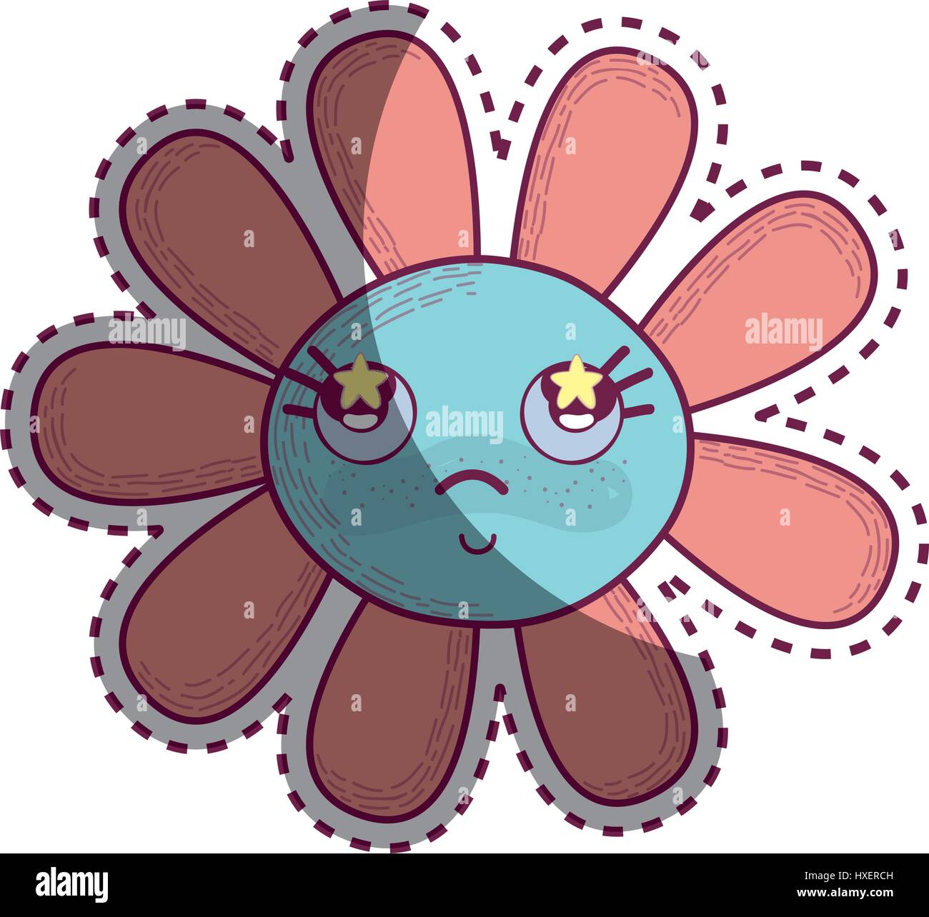 kawaii thinking flower with cute eyes Stock Vector Image & Art - Alamy