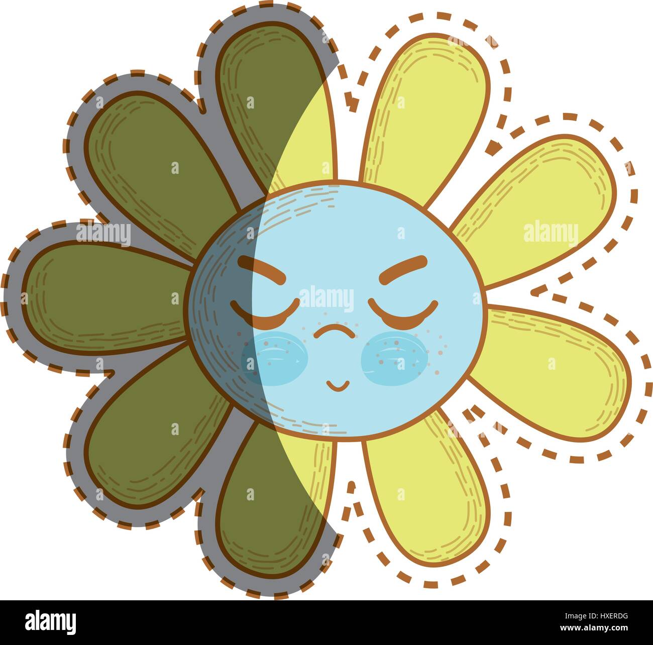 kawaii angry flower with close eyes Stock Vector Image & Art - Alamy