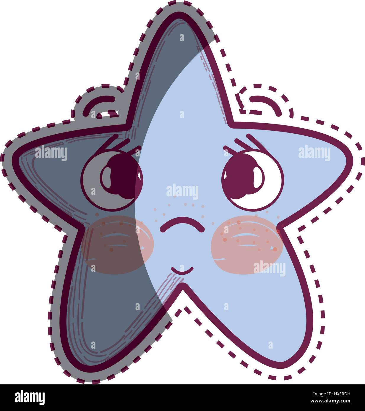 kawaii sad star with cheeks and eyes Stock Vector Image & Art - Alamy