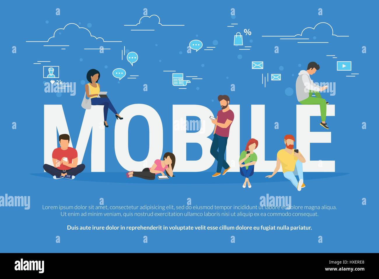 Mobile devices usage concept illustration Stock Vector Image & Art - Alamy