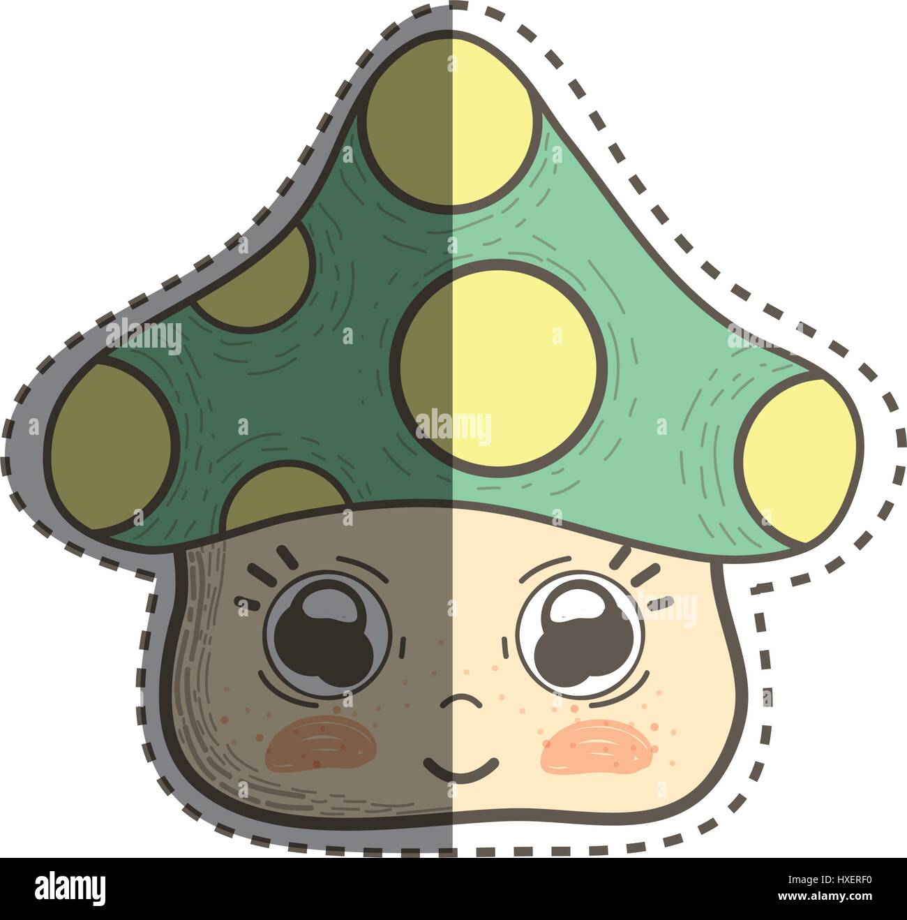 kawaii fangus with cute eyes and cheeks Stock Vector Image & Art - Alamy