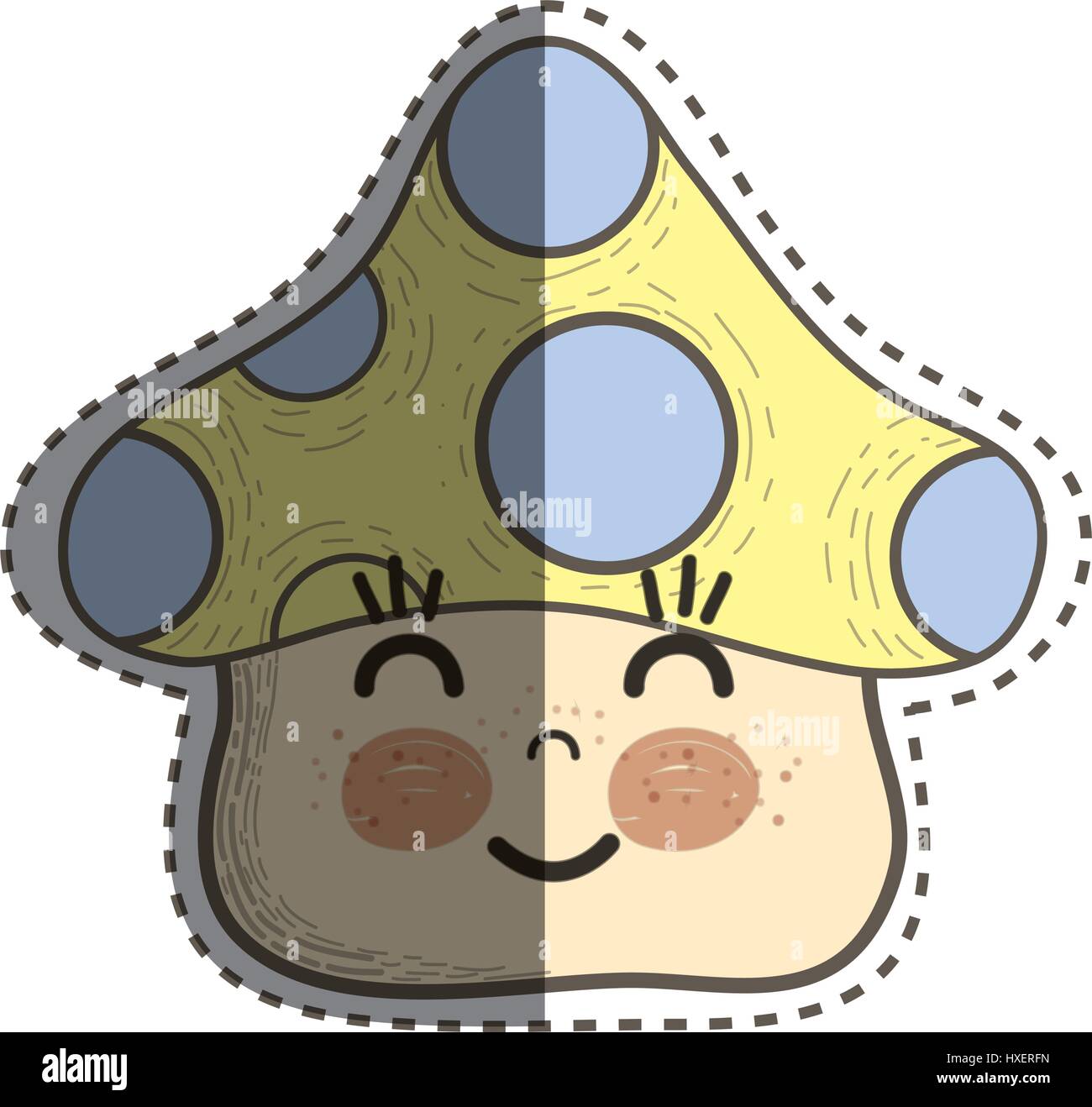 kawaii fangus happy cheeks and close eyes Stock Vector Image & Art - Alamy